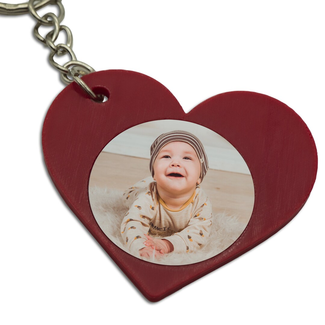 Heart Photo Red Key Ring Personalized Individually With Desired Photo ...