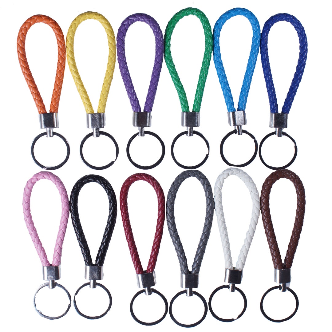 Leather Keychain as Braided Rope Colored - Etsy