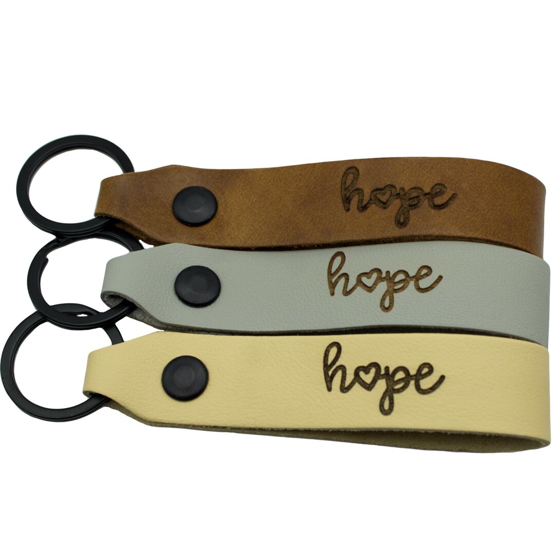 Hope Leather Keychain Hope Engraved Colored - Etsy
