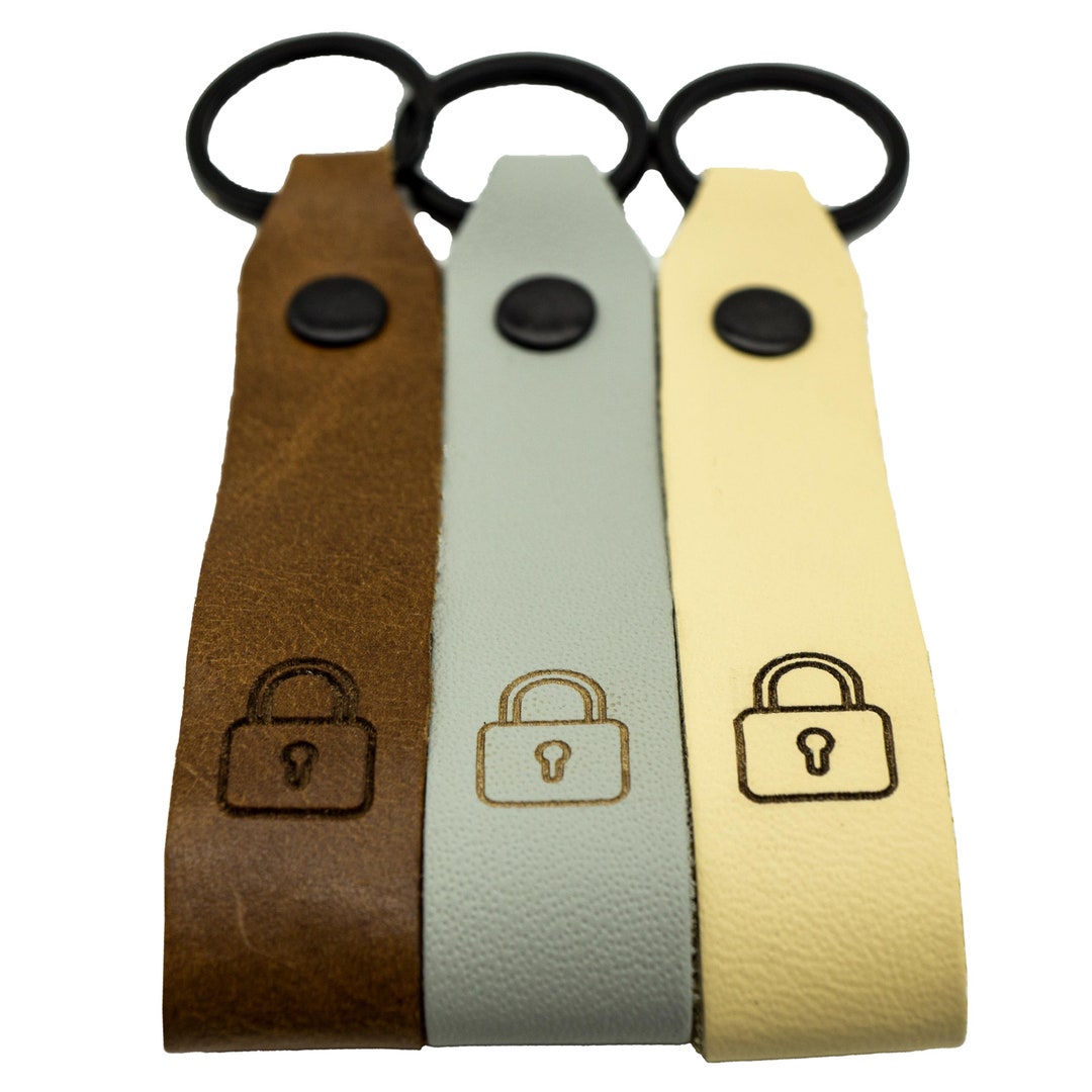 Lock Leather Keychain Engraved Colored Padlock - Etsy