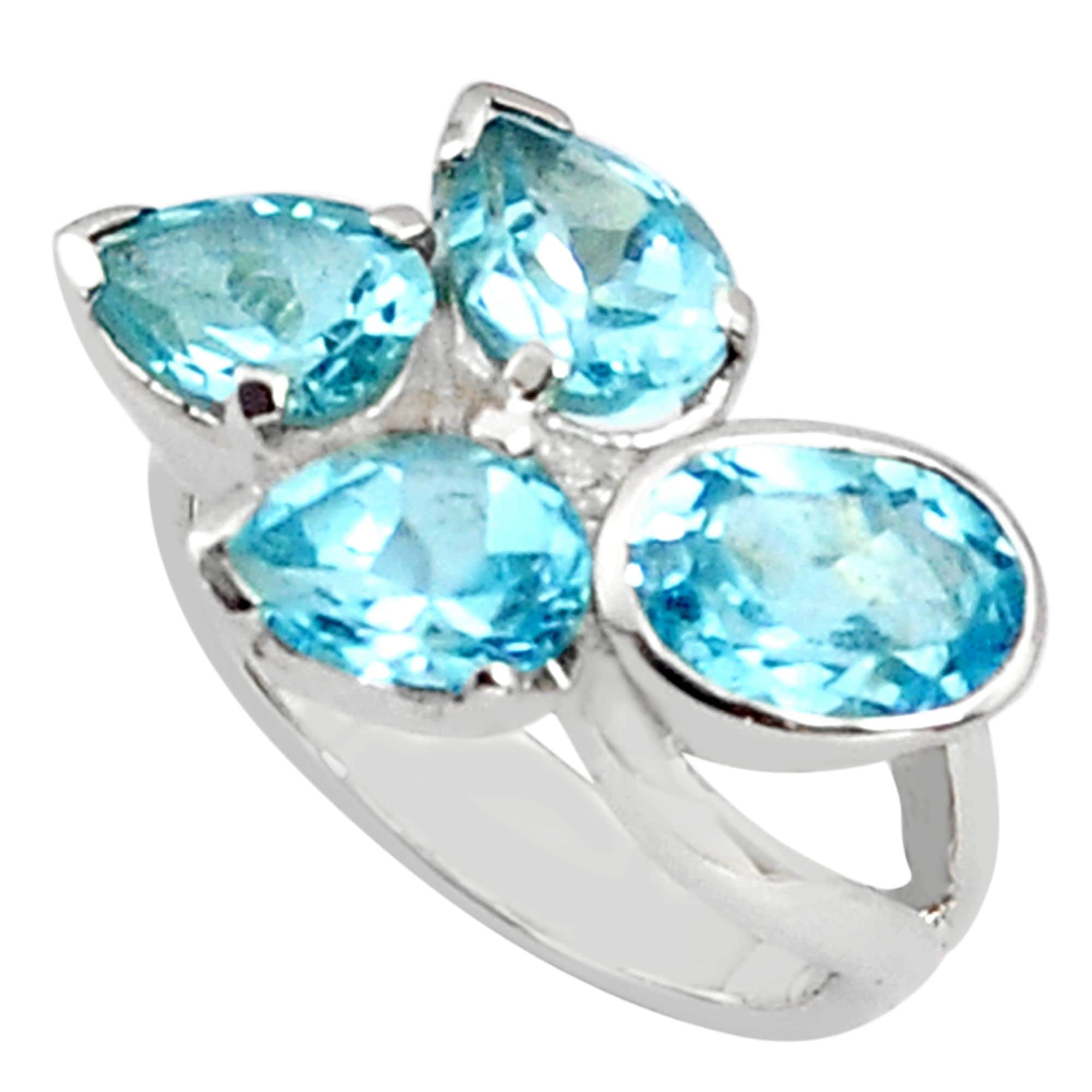 925 Sterling Silver 6.83cts Natural Blue Topaz Ring Size 6.5 - Etsy