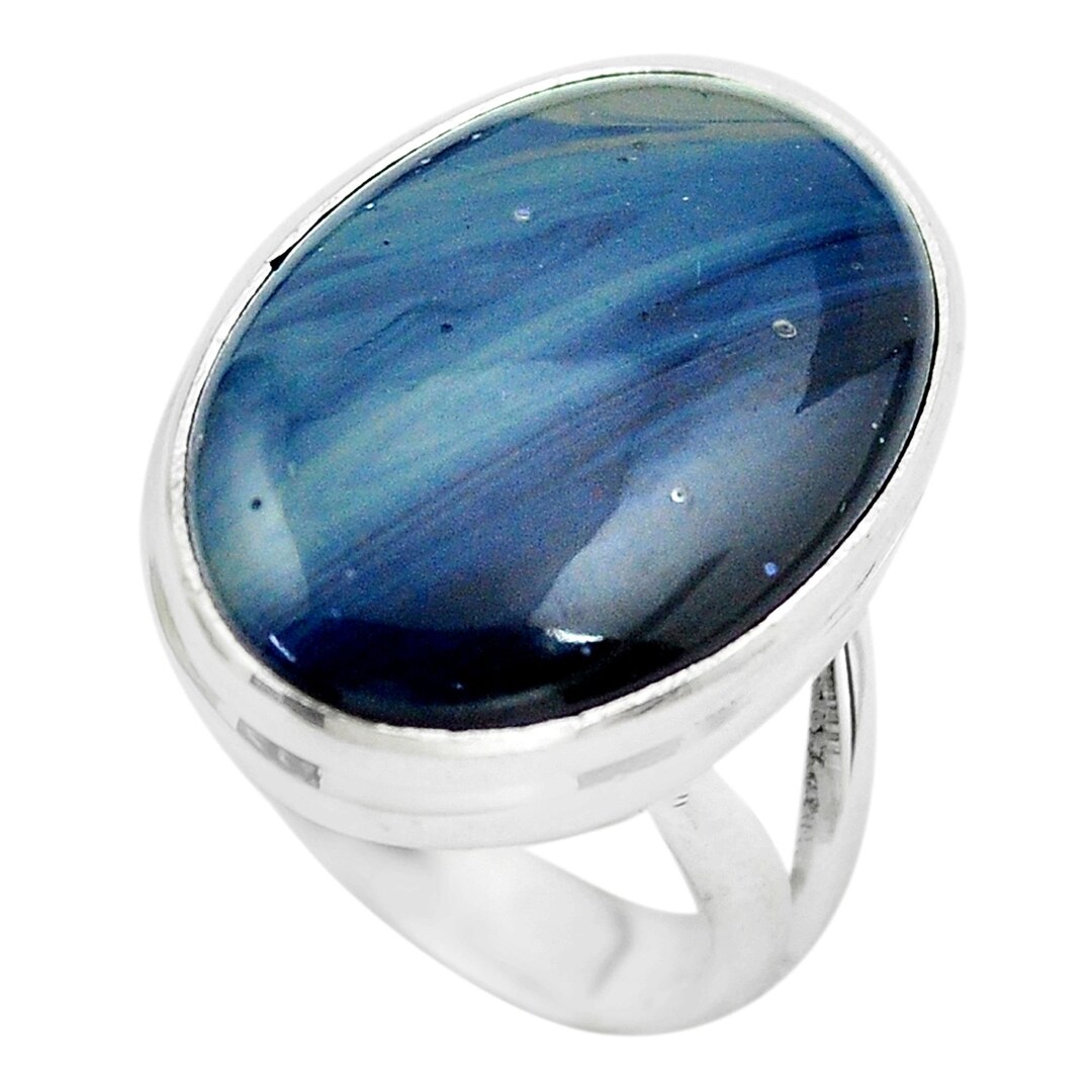 14.23cts Natural Blue Swedish Slag 925 Sterling Silver - Etsy