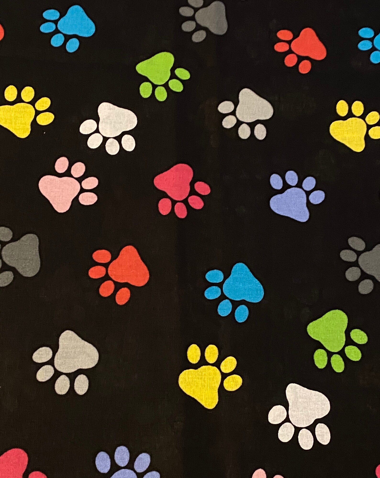 Animals Paws Print Fabric, Multicolored Paws Cotton, Flat Quarter ...