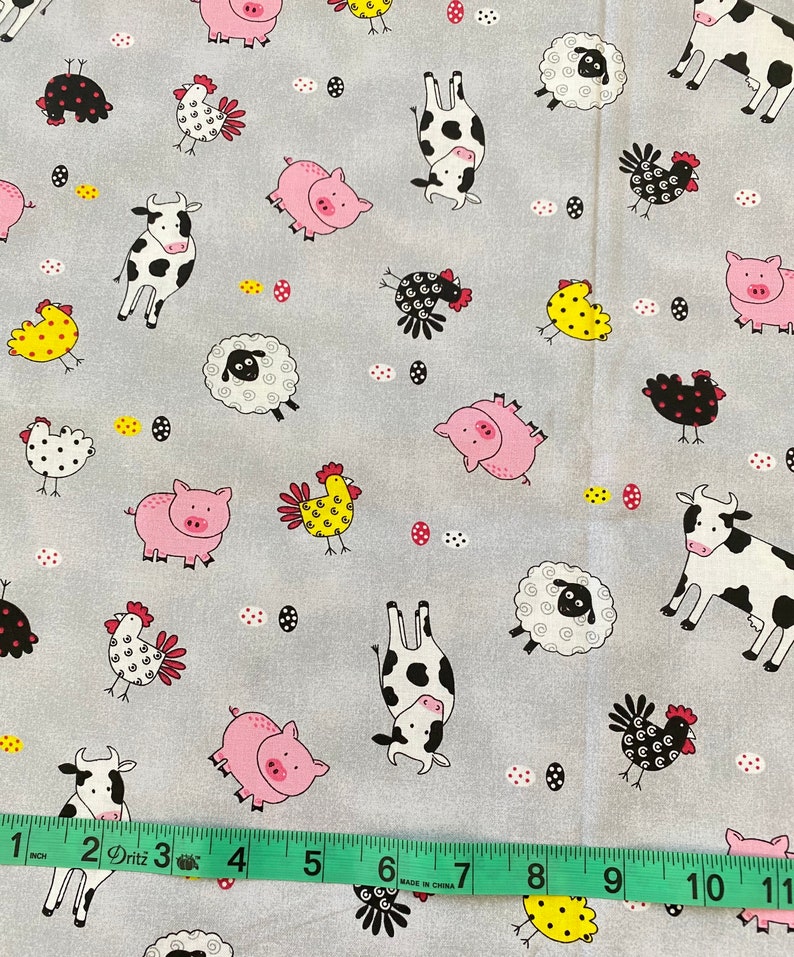 Farm Animals Cotton Fabric, Cow Fabric, Cotton,fabric by Cut - Etsy