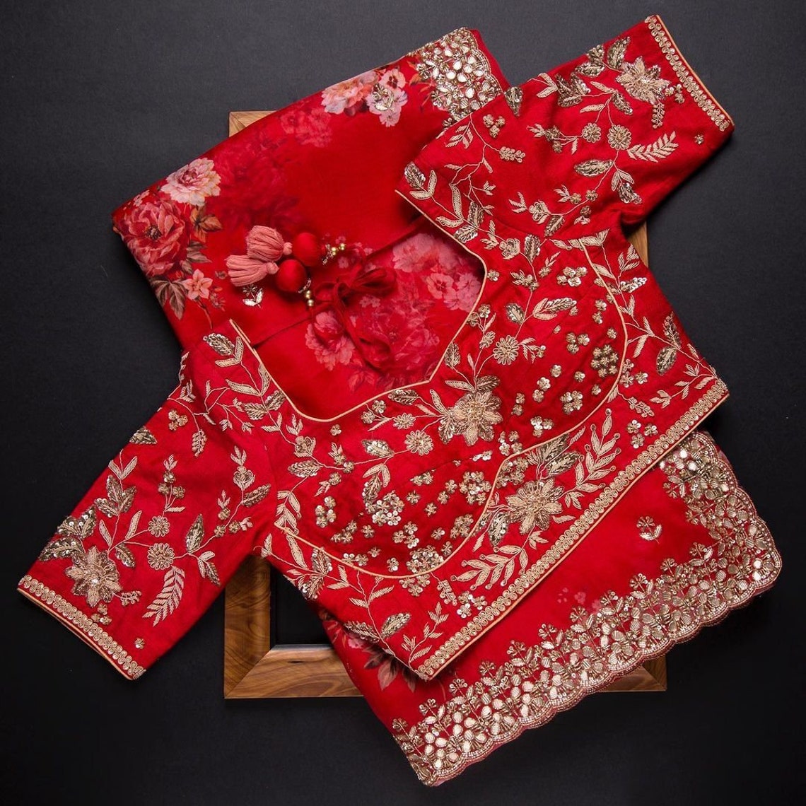 Red Colour Soft Silk Fabric on Beautiful Flowers Digital Print - Etsy