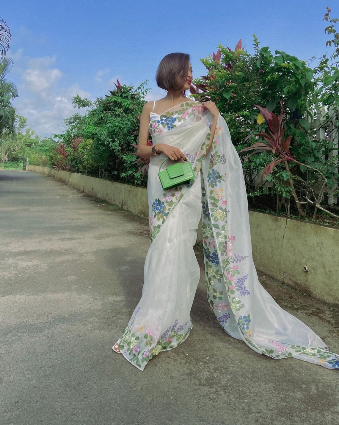 Off White Color Beautiful Designer Saree Premium Organza Silk - Etsy