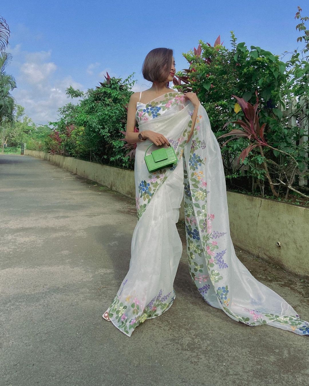 Off White Color Beautiful Designer Saree Premium Organza Silk - Etsy