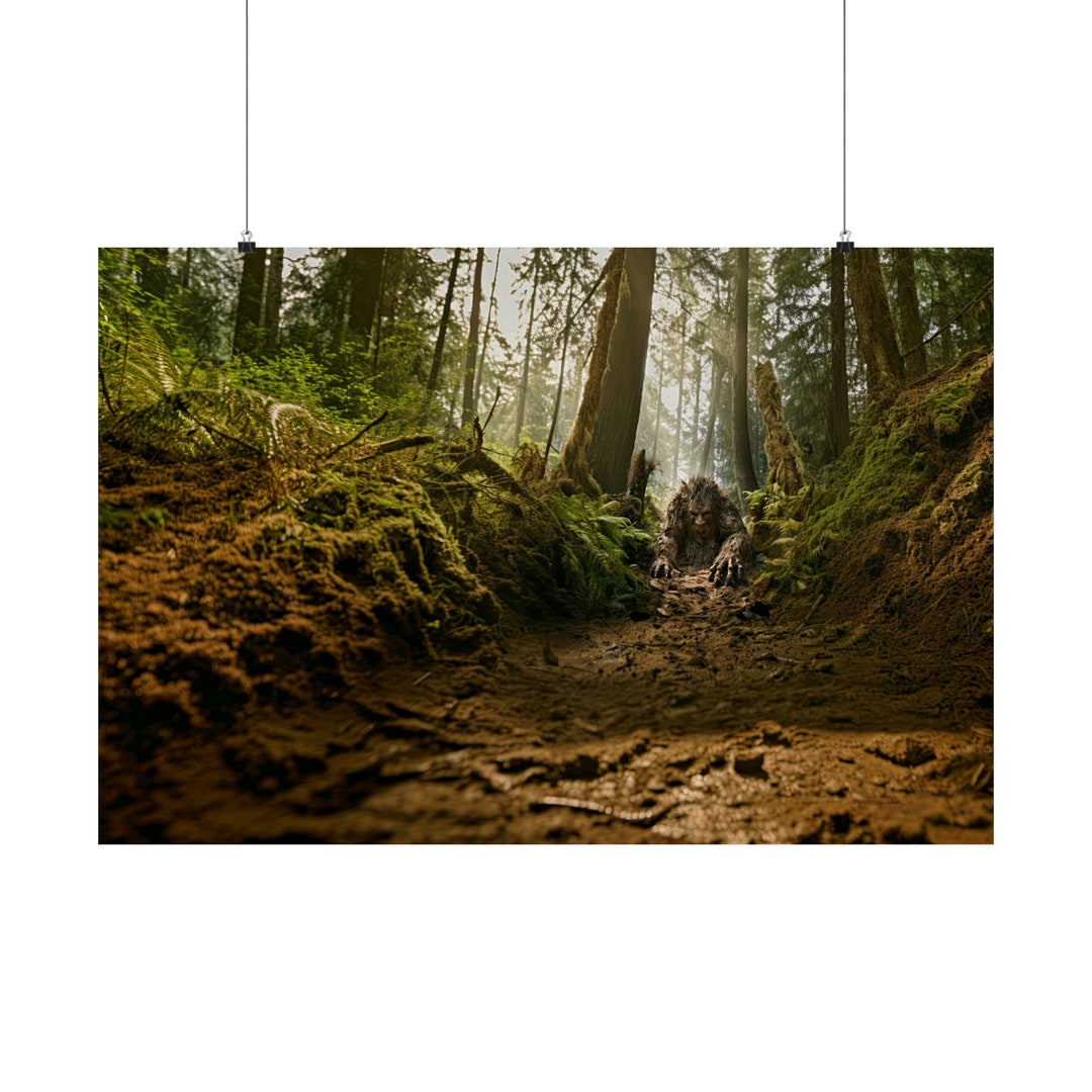 Sasquatch Crawling in Forest Poster - Etsy