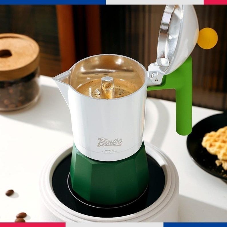 Modern 3-cup Double Valve Moka Pot | Italian-style Stovetop Espresso ...