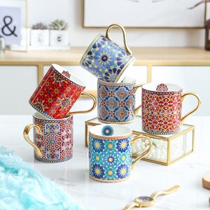 Moroccan Bohemian Ceramic Cup: A Unique Blend of Colorful Patterns and ...