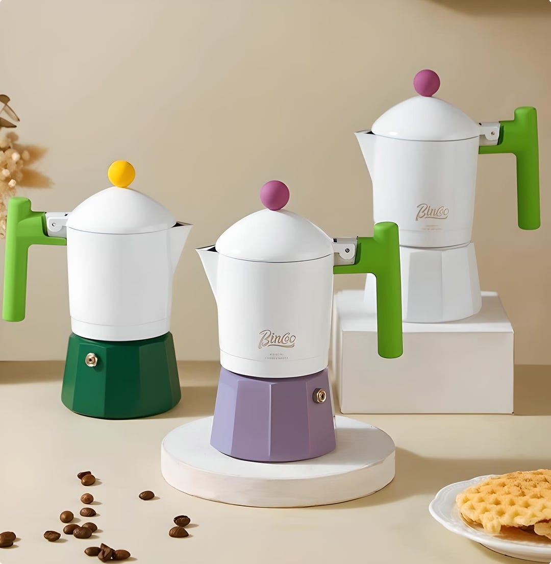 Modern 3-cup Double Valve Moka Pot | Italian-style Stovetop Espresso ...