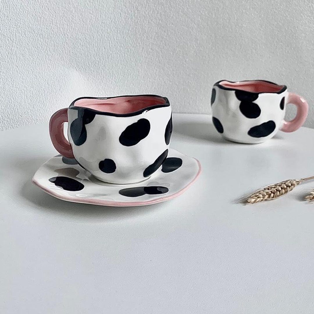 Whimsical Cow Ceramic Mug Cute Farmhouse Coffee Cup, Fun Gift for Cow ...