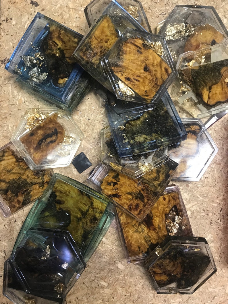 Handmade Epoxy and Burl Coasters - Etsy