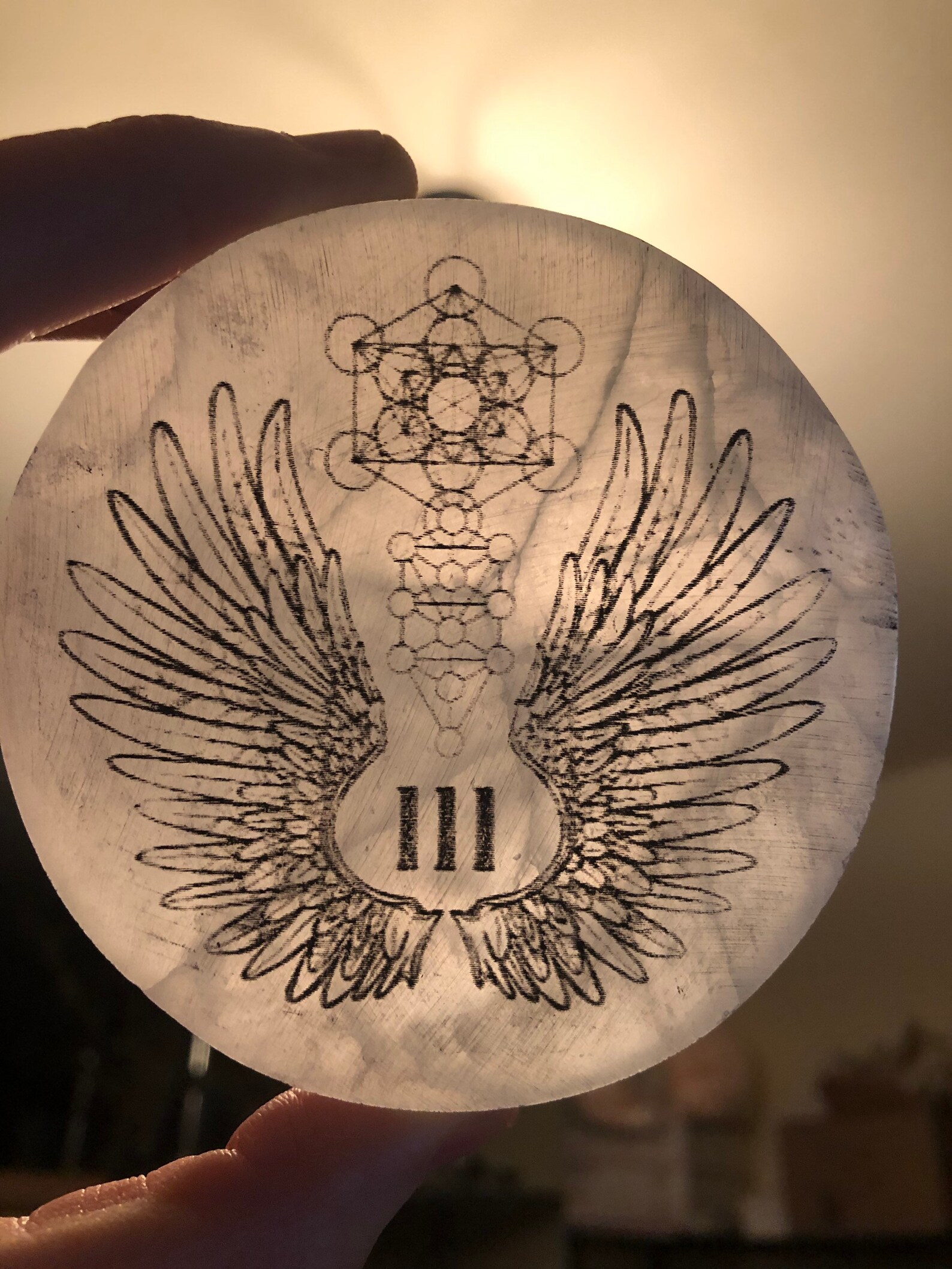 Angelic Communication Divination 111 Spiritual Signs Etched 3" Selenite ...