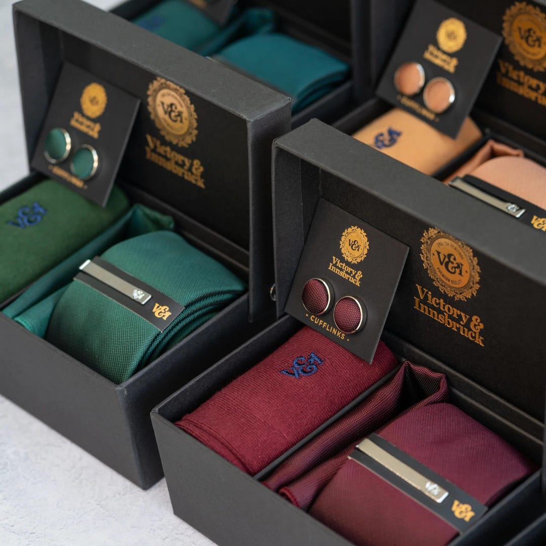 Luxury Wedding Tie Gift Set / 50+ Colours / Tie, Pocket Square, Socks ...