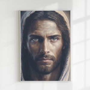 Modern Portrait of Jesus Christ in a White Robe, Religion Print ...