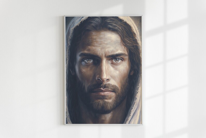 Modern Portrait of Jesus Christ in a White Robe, Religion Print ...