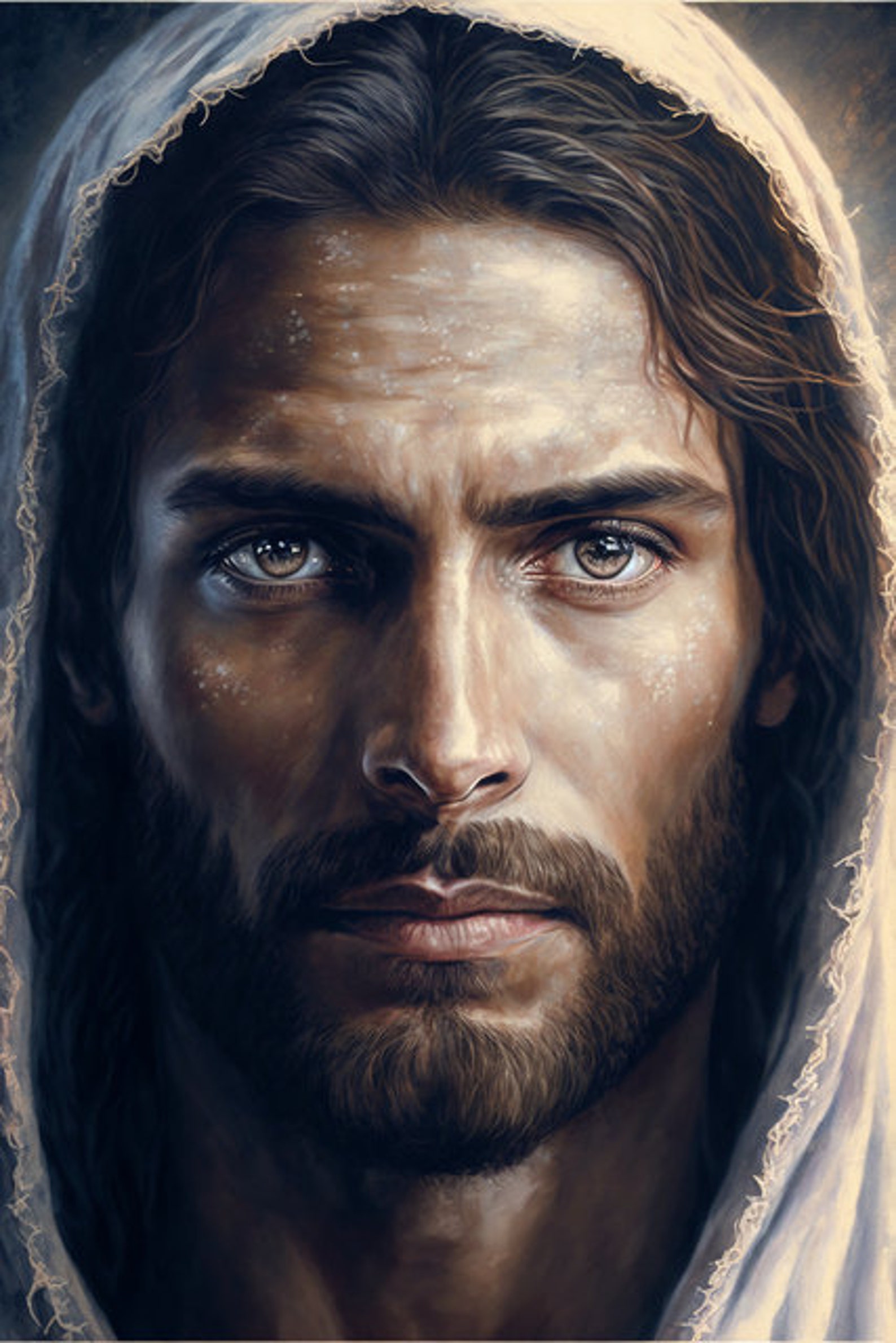 Modern Portrait Of Jesus Christ In A White Robe Religion Etsy
