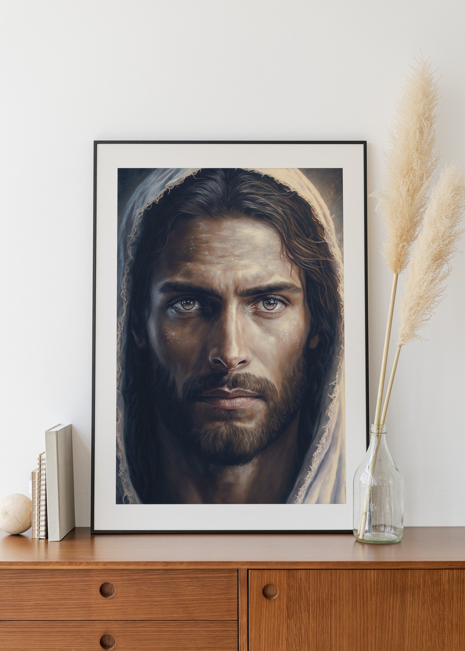 Modern Portrait of Jesus Christ in a White Robe, Religion Print ...