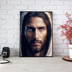 Modern Portrait of Jesus Christ in a White Robe, Religion Print ...