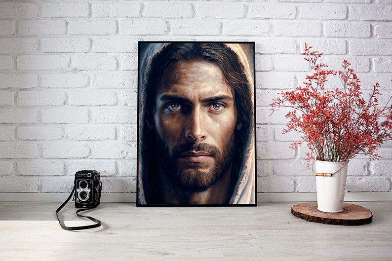 Modern Portrait of Jesus Christ in a White Robe, Religion Print ...
