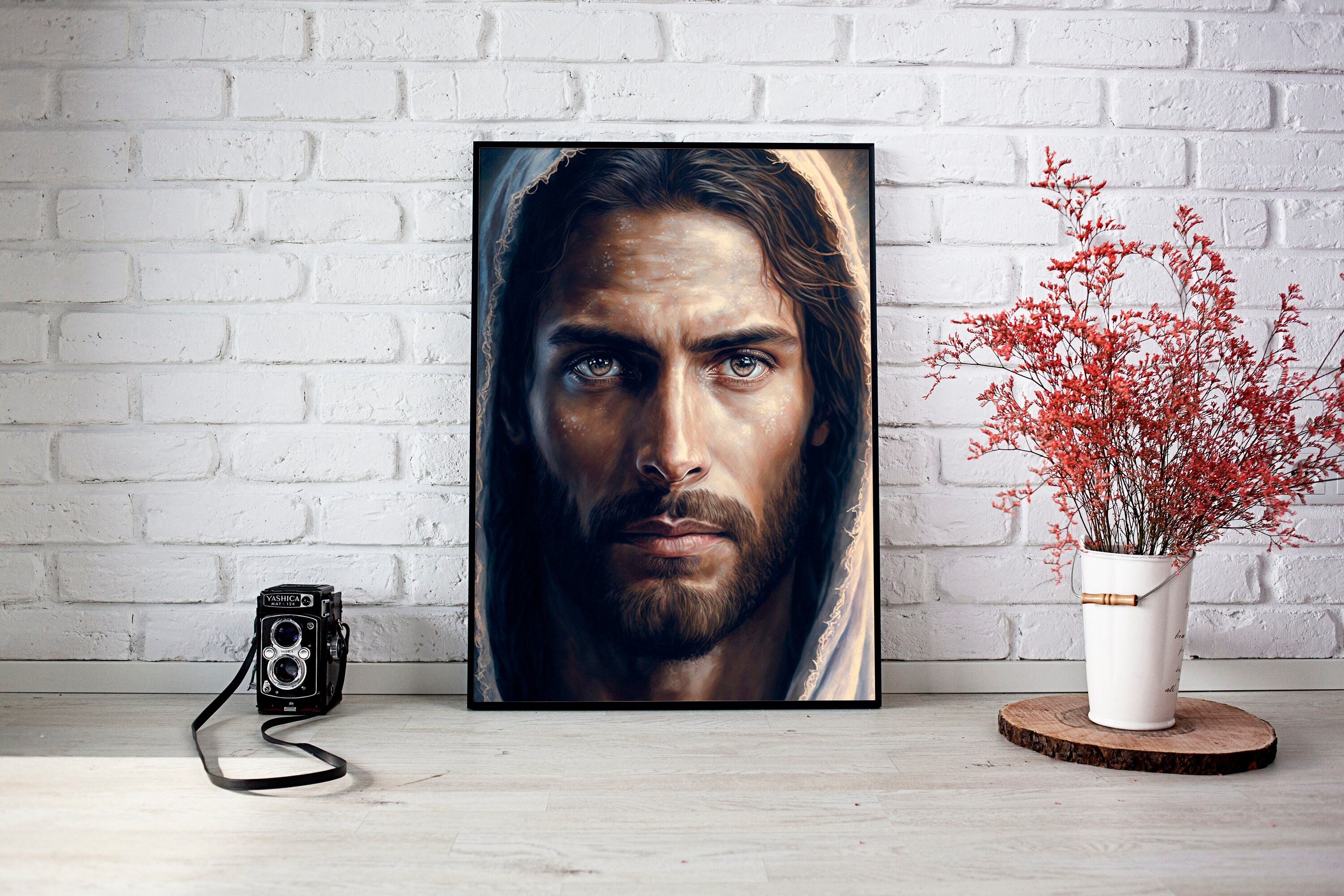 Modern Portrait of Jesus Christ in a White Robe, Religion Print ...