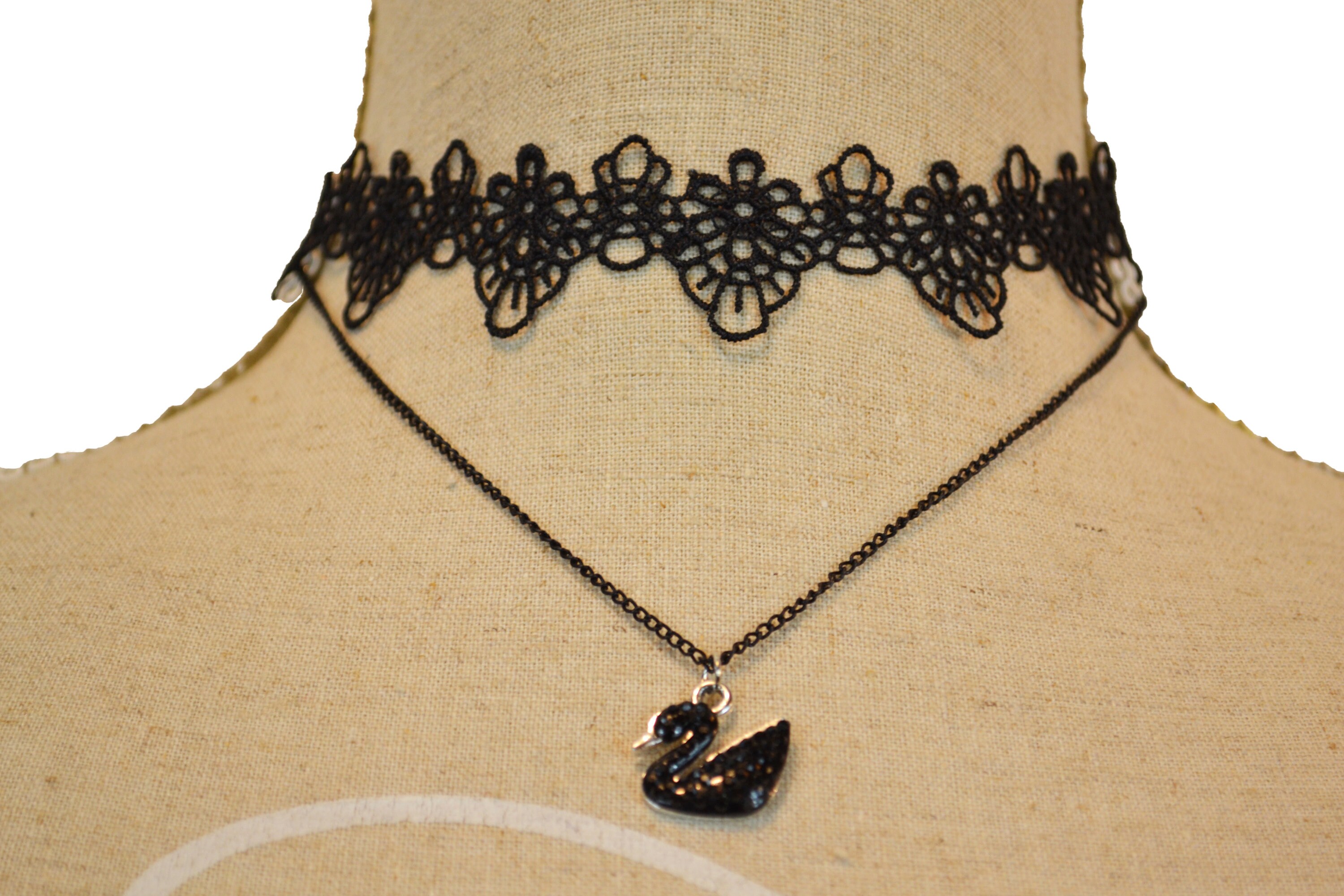 Dote Vintage Victorian Black Swan Goose Thin Gothic Choker - Etsy