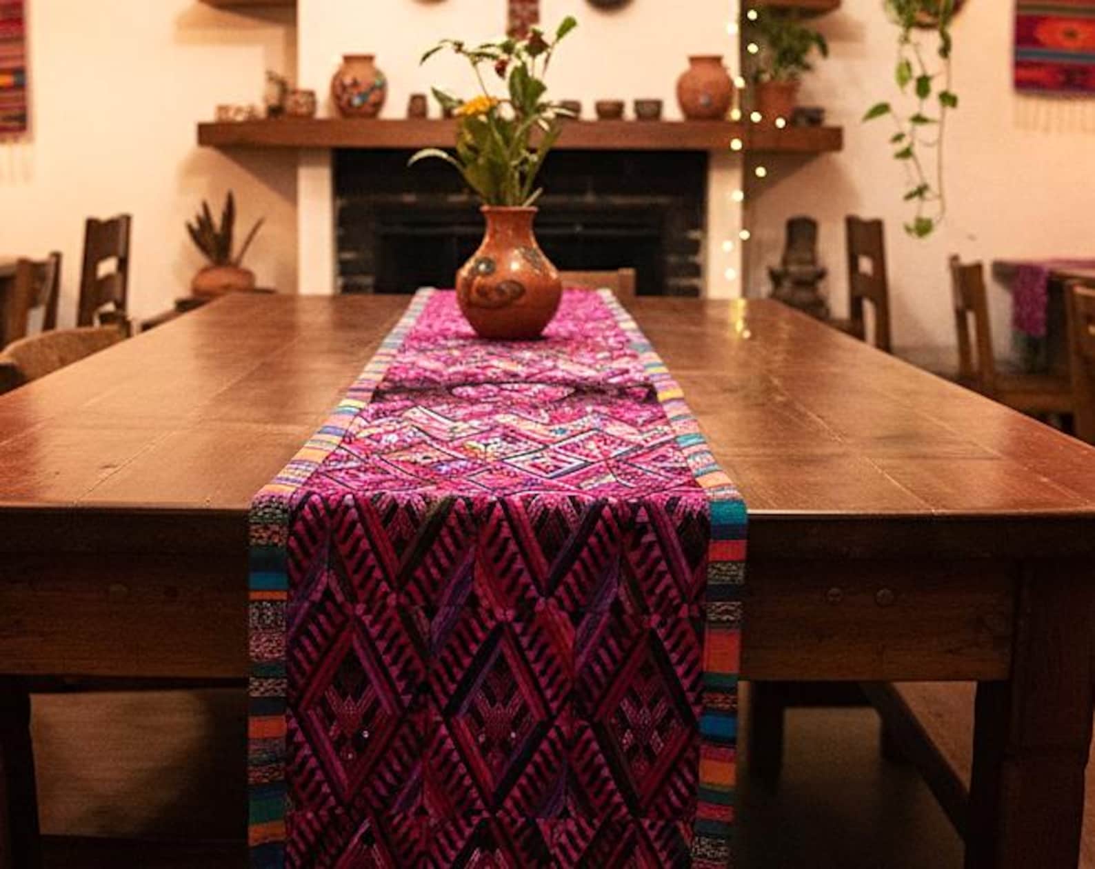 Colorful Guatemalan Huipile Table Runner - No Fringes - Etsy