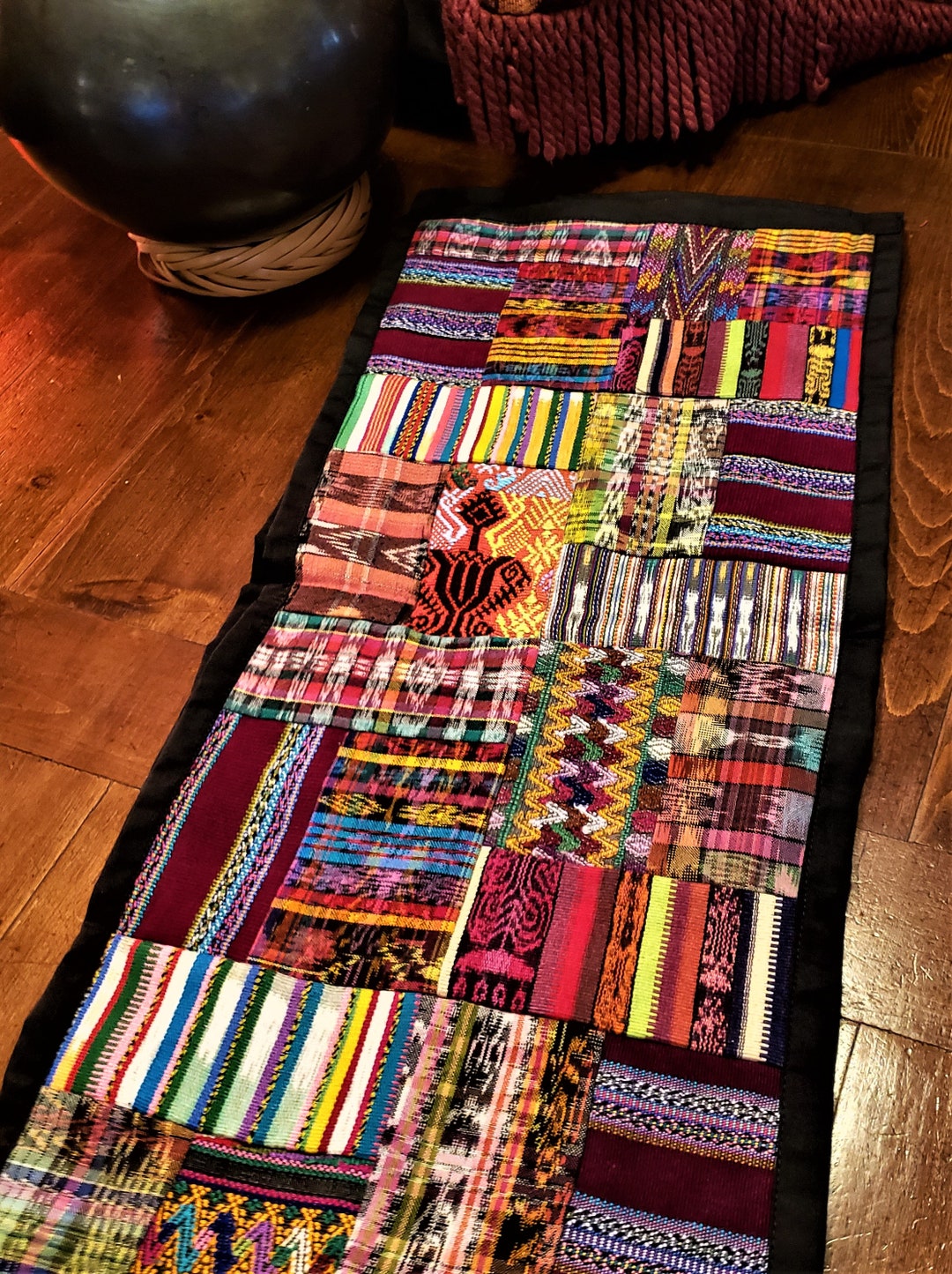 Embroidered Guatemalan Patchwork Huipile Table Runner - Etsy