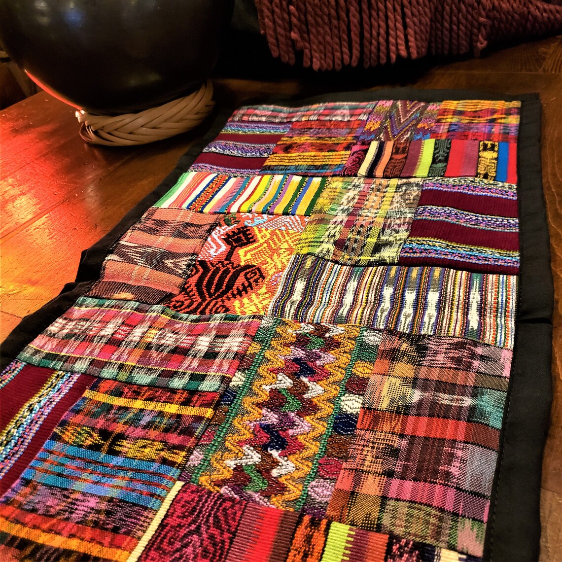 Embroidered Guatemalan Patchwork Huipile Table Runner - Etsy