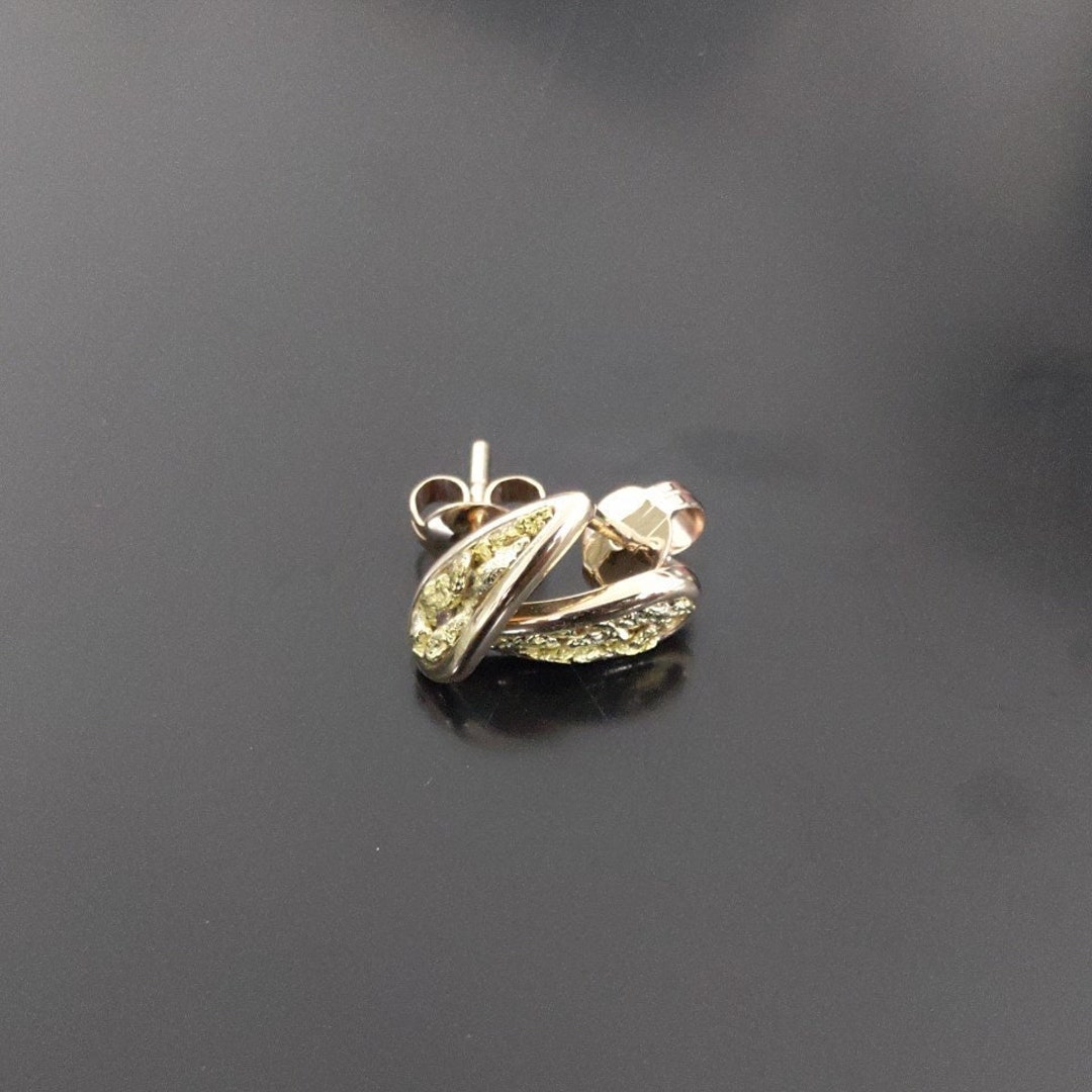 Tear Drop Gold Nugget Stud Earrings Natural Gold Nugget - Etsy