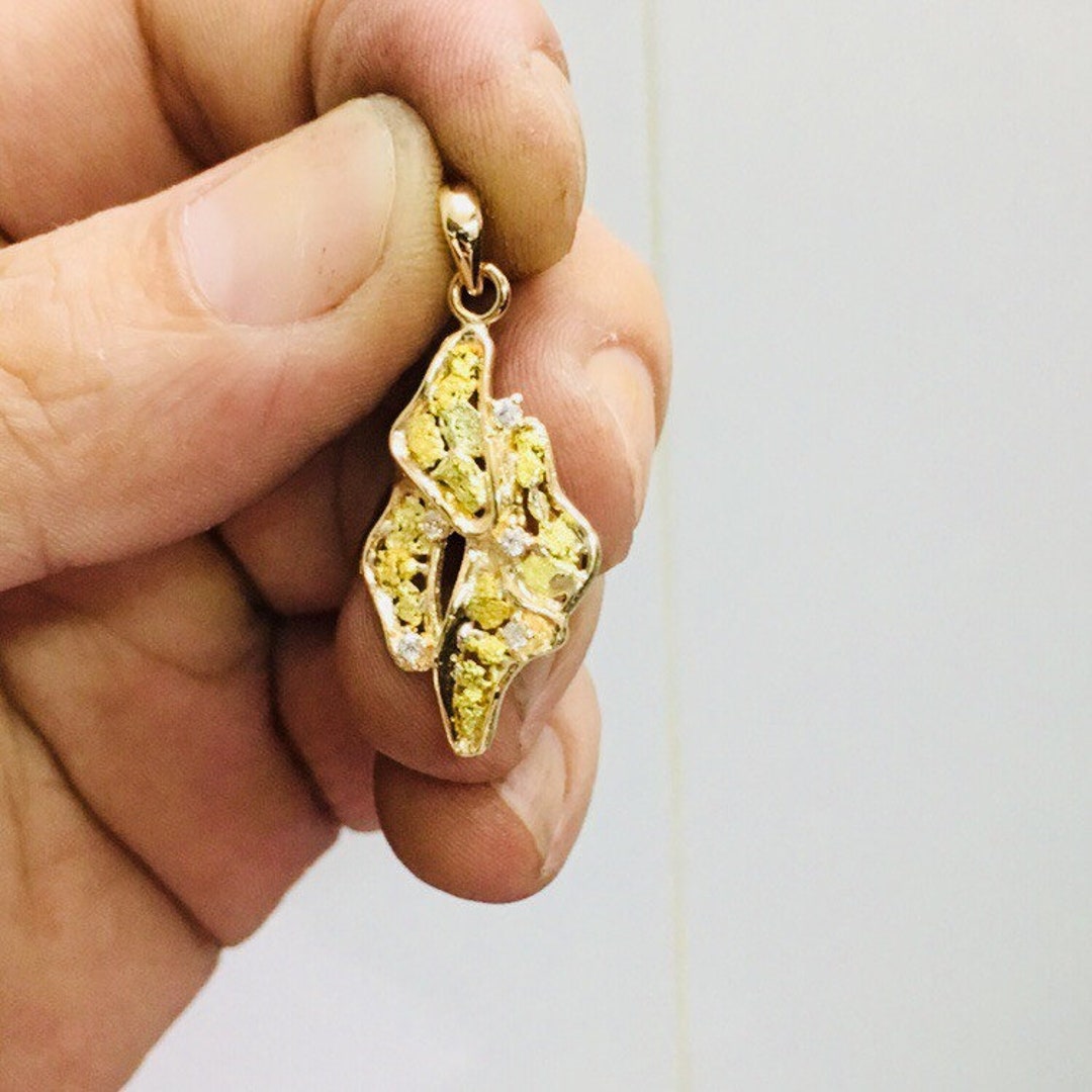 Natural Gold Nugget Pendant, Nugget Pendant, Gold Nugget Pendant, Real ...