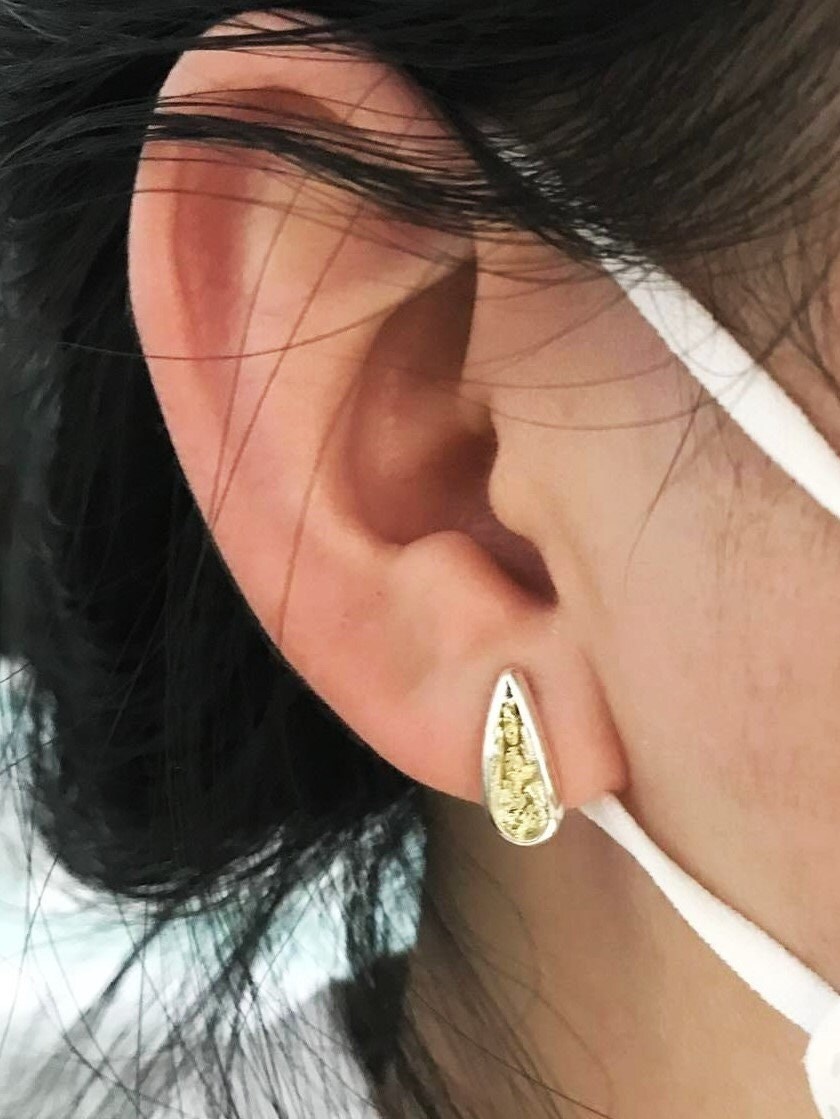 Tear Drop Gold Nugget Stud Earrings Natural Gold Nugget - Etsy