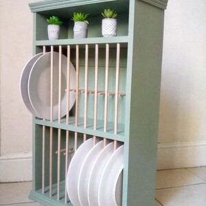 Plate Rack Wall Mounted or Counter Top Wooden Double Rack Will Fit 6 ...