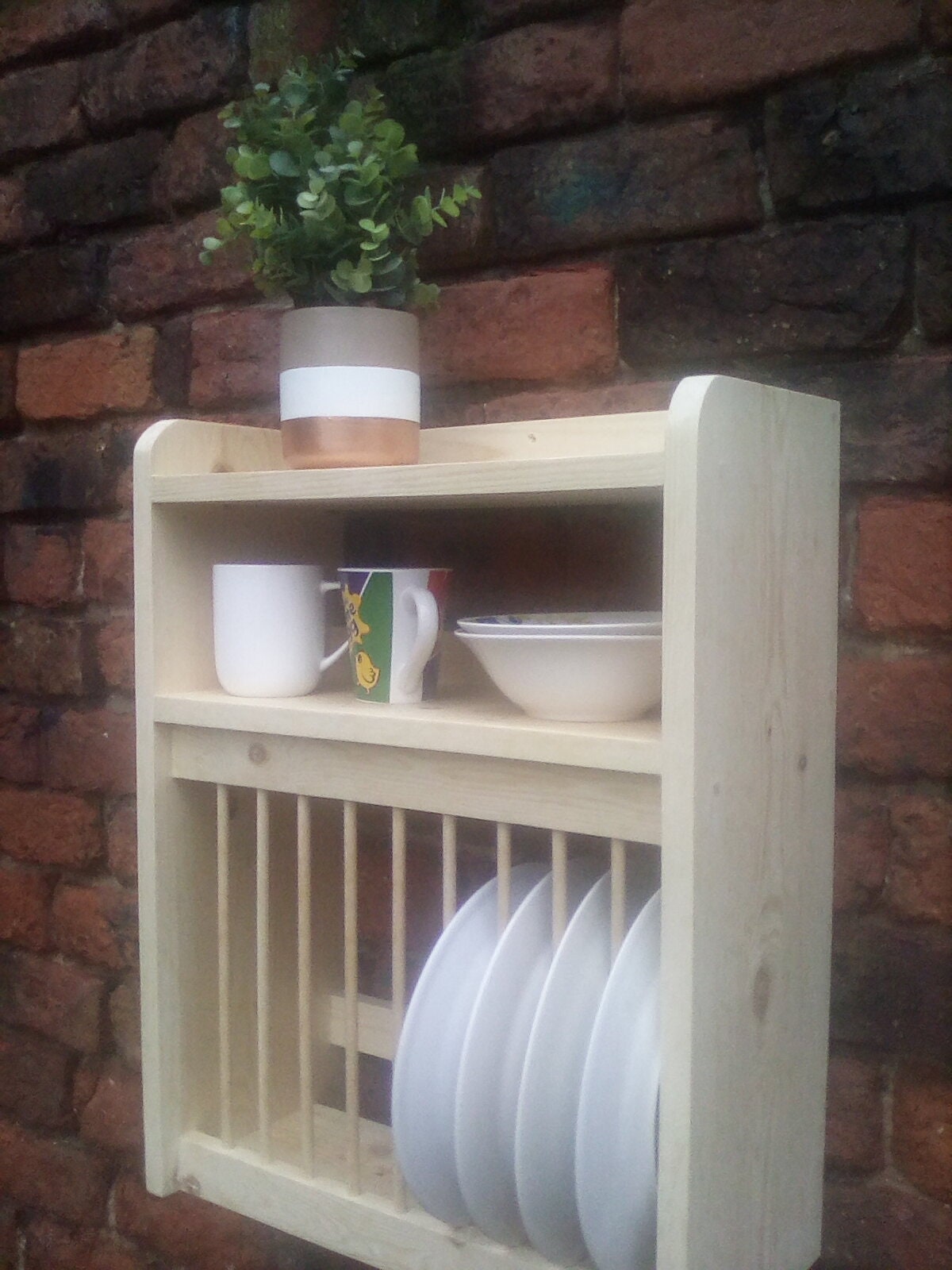 Plate Rack Wooden Wall Mounted or Counter Top Reclaimed Timber With ...
