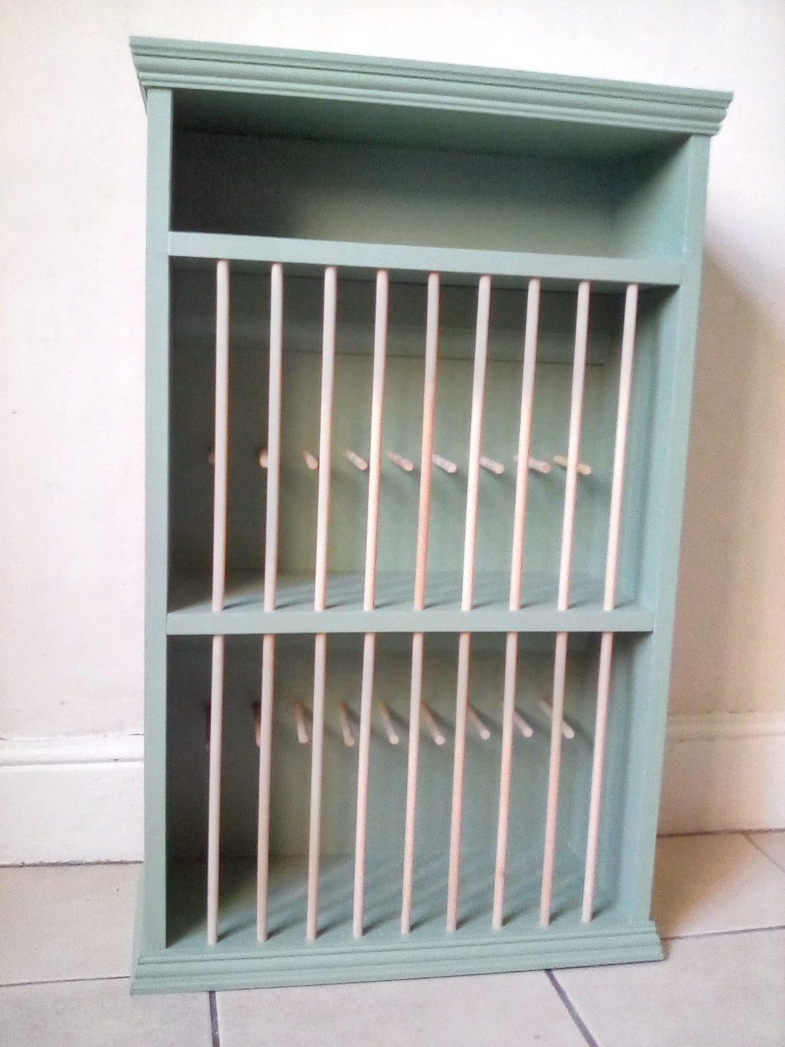 Plate Rack Wall Mounted or Counter Top Wooden Double Rack Will Fit 6 ...