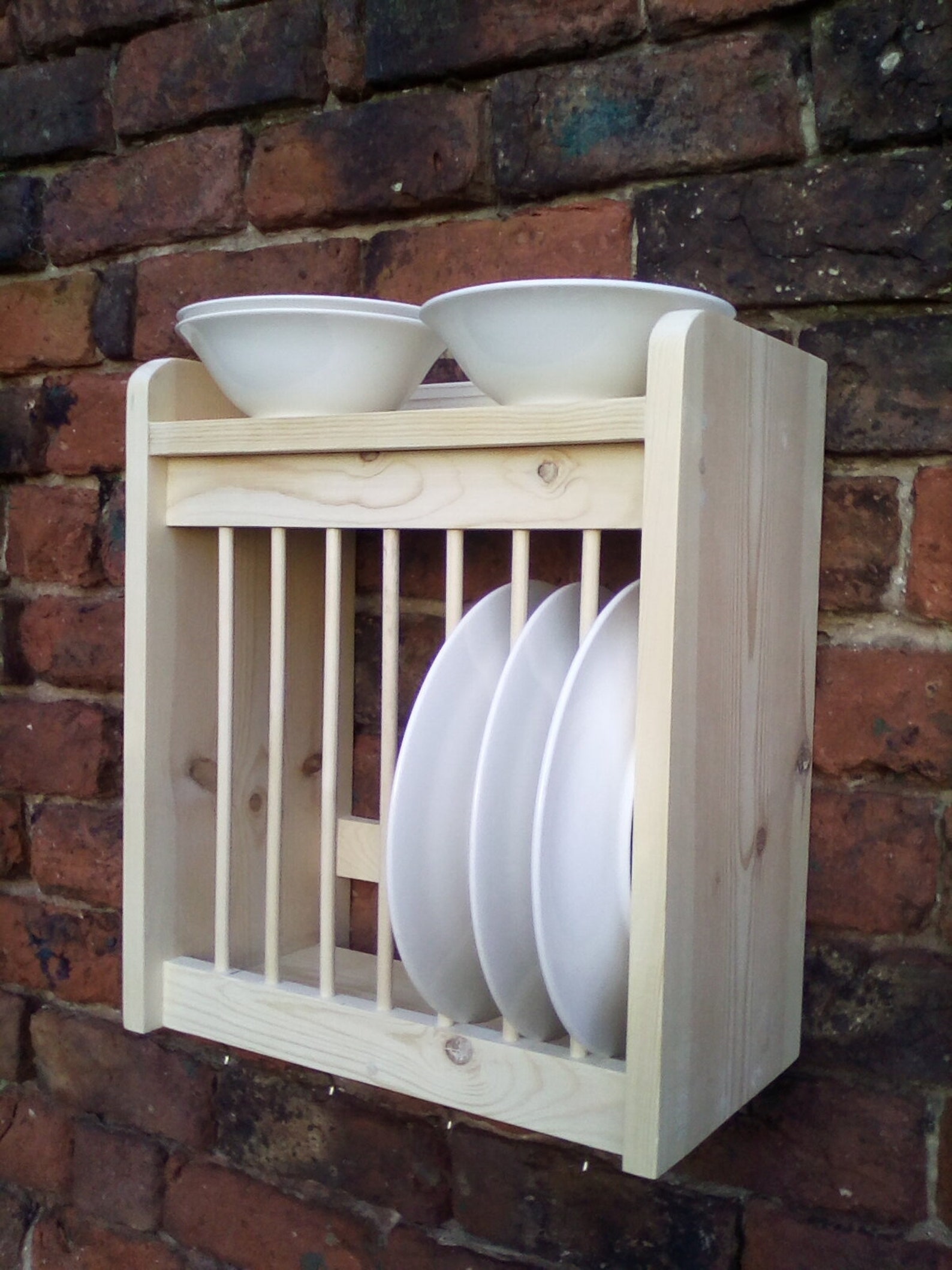 Wooden Plate Rack Plate Rack With Shelf Will Fit Plates - Etsy UK