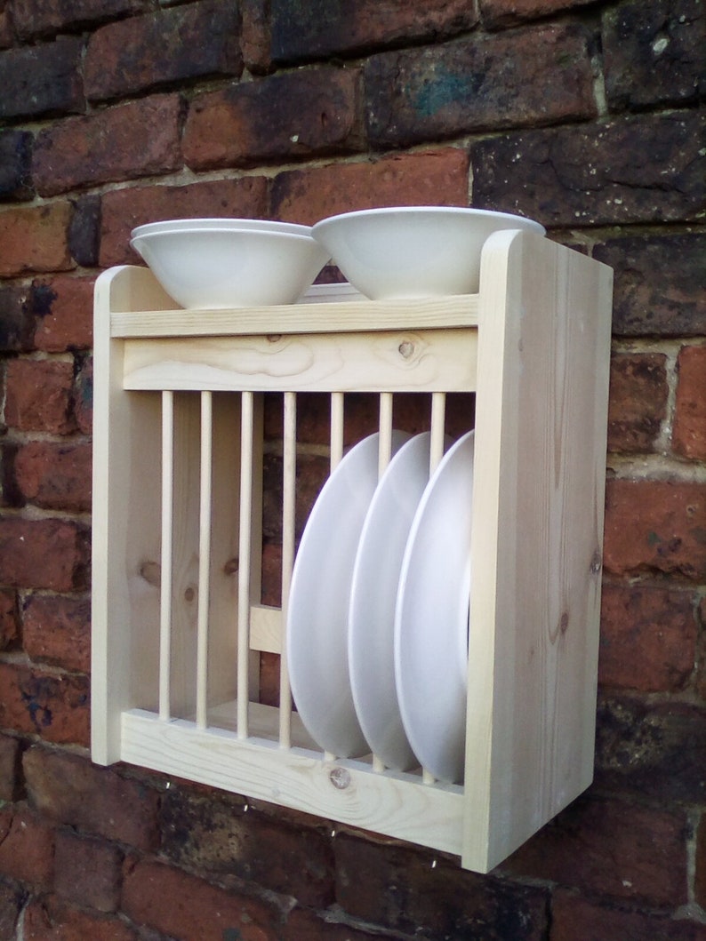 Wooden Plate Rack Plate Rack With Shelf Will Fit Plates 6" - 11" - Etsy