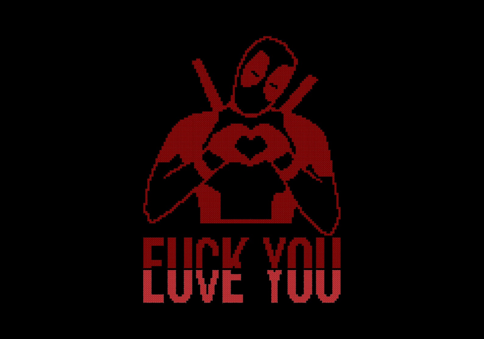Deadpool Loves You Silhouette PDF Cross Stitch Chart - Etsy