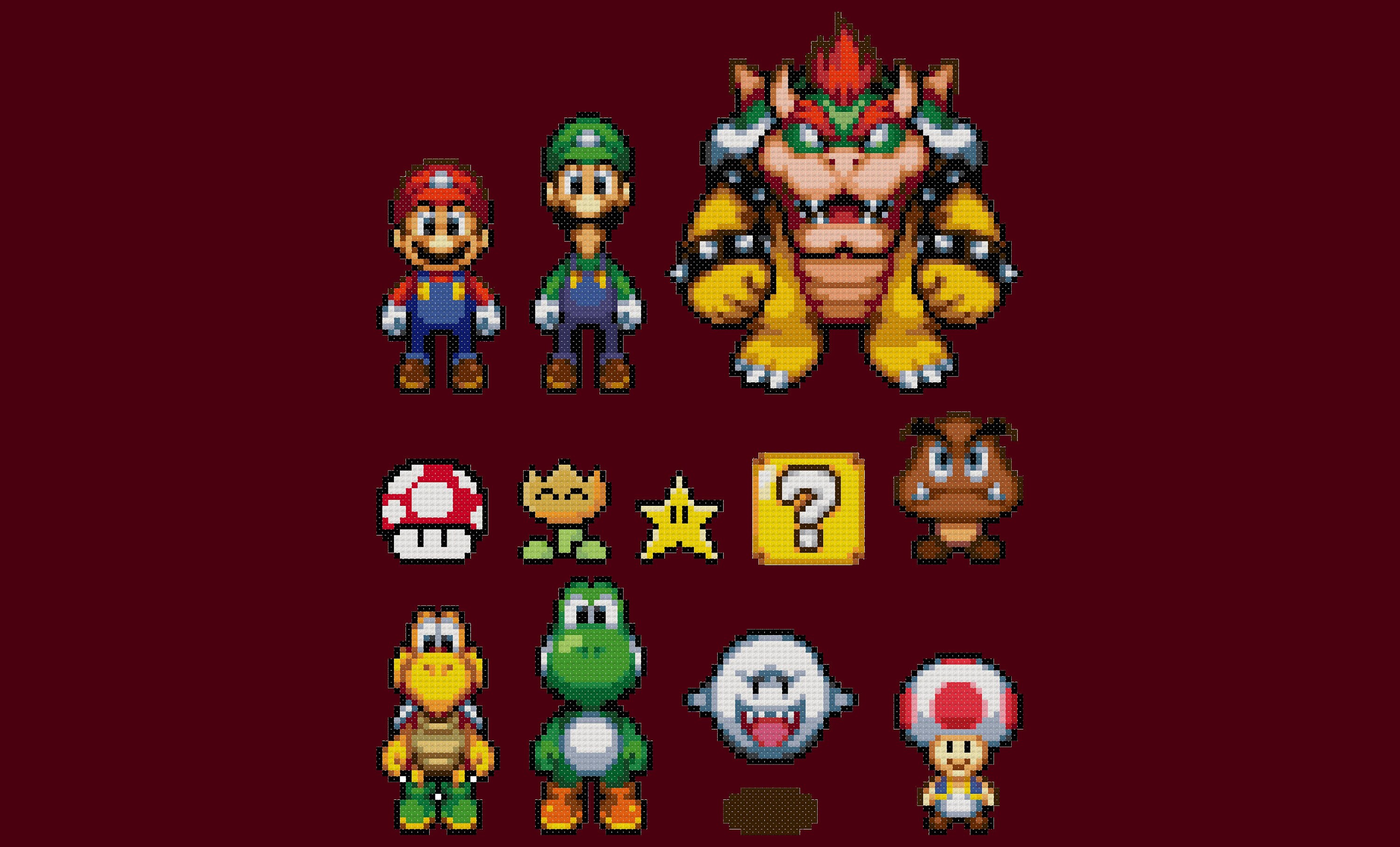 Super Mario Character Set PDF Cross Stitch Chart Immediate Digital ...