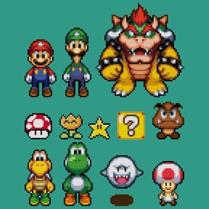 Super Mario Character Set PDF Cross Stitch Chart Immediate Digital ...