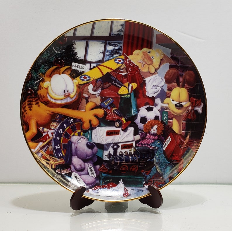 Garfields Christmas Plate With Stand - Etsy