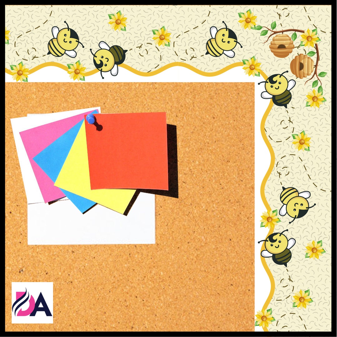 Printable Bee Themed Bulletin Border With Finish Corners "bee Sunflower ...