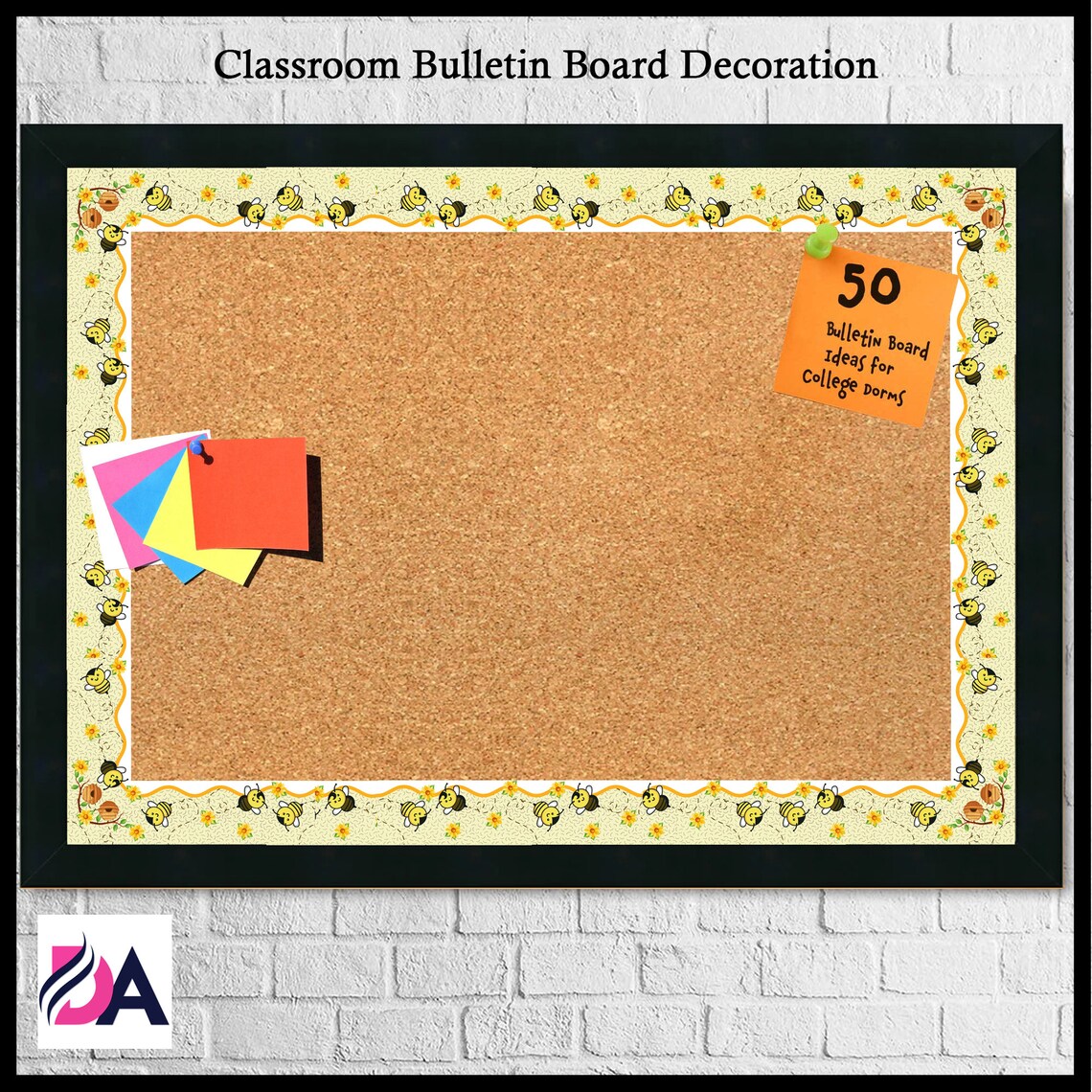 Printable Bee Themed Bulletin Border With Finish Corners "bee Sunflower ...