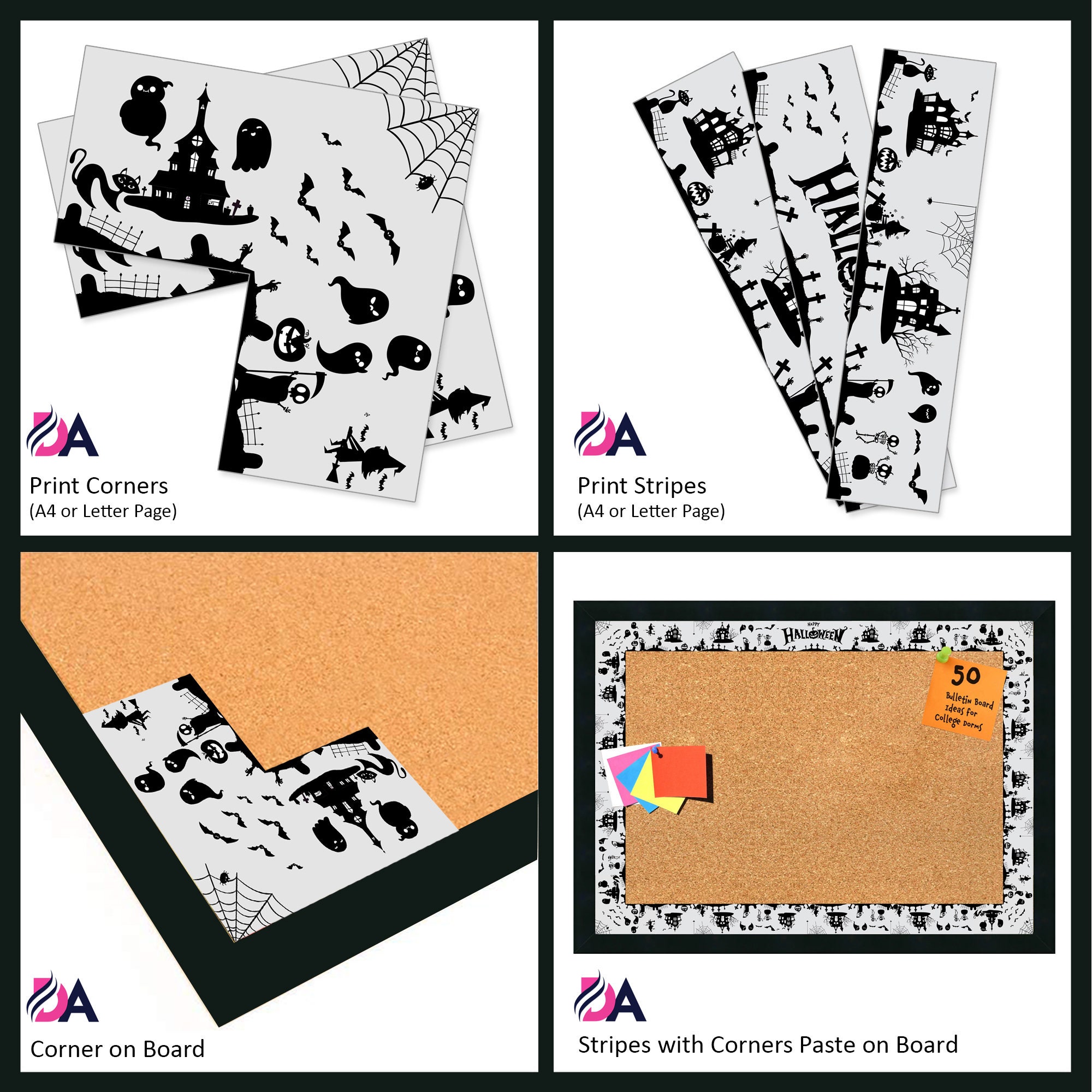 Halloween Bulletin Board Border Stripes With Finish Corners | Bulletin ...