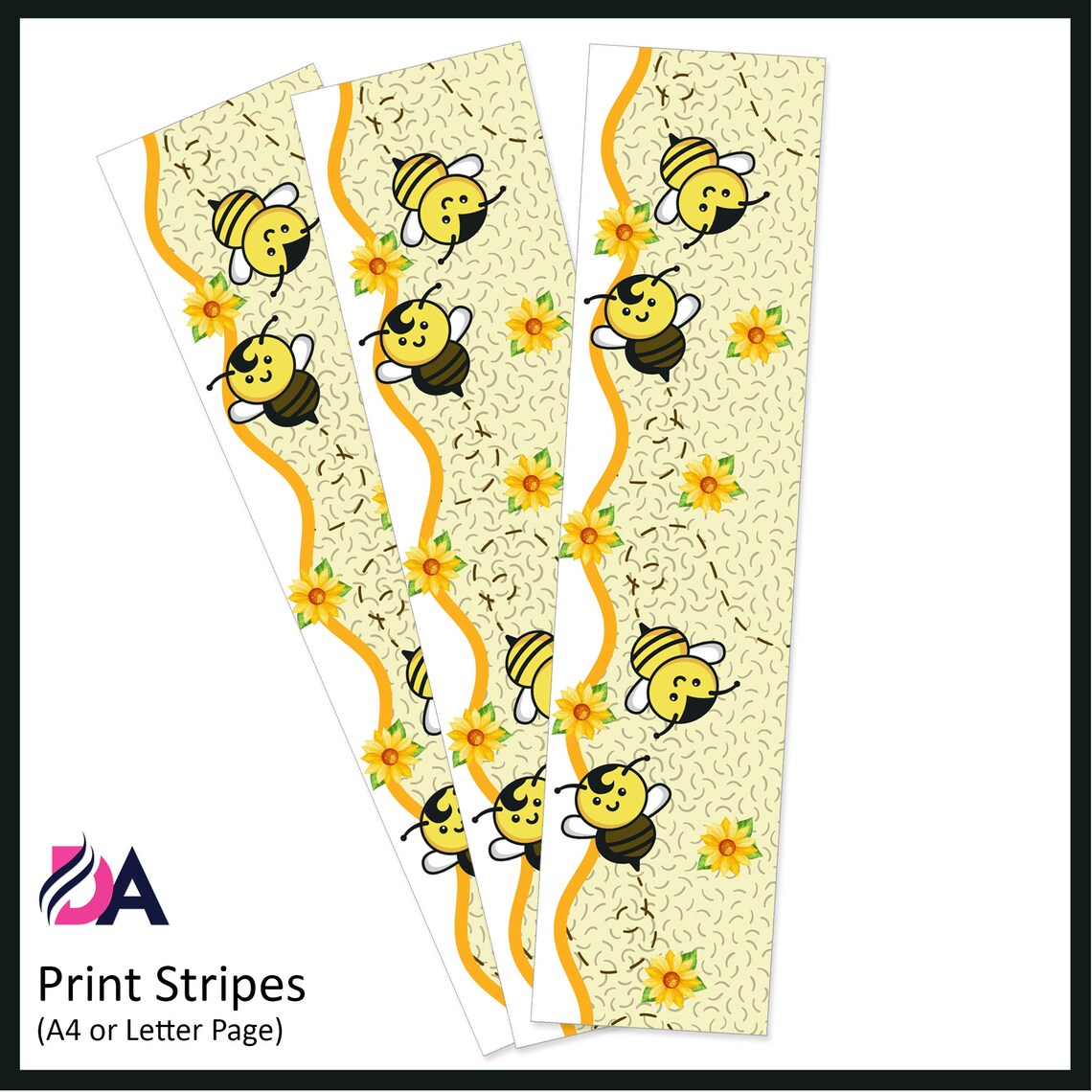 Printable Bee Themed Bulletin Border With Finish Corners "bee Sunflower ...