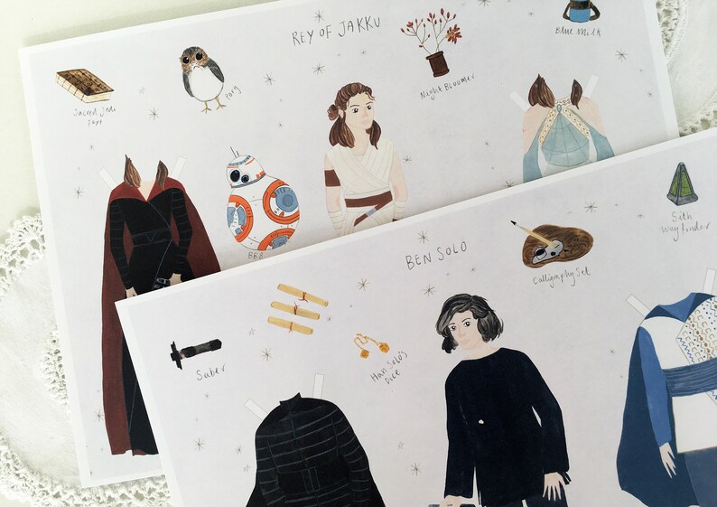 Rey and Ben- Dress up Paper Dolls and Accessories - Etsy