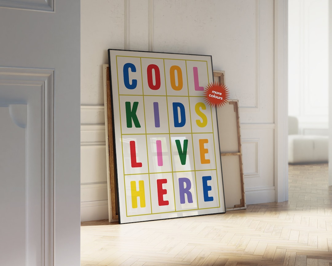 Cool Kids Live Here Retro Grid - A5-A4-A3-A2-A1 - Big Nursery Prints ...