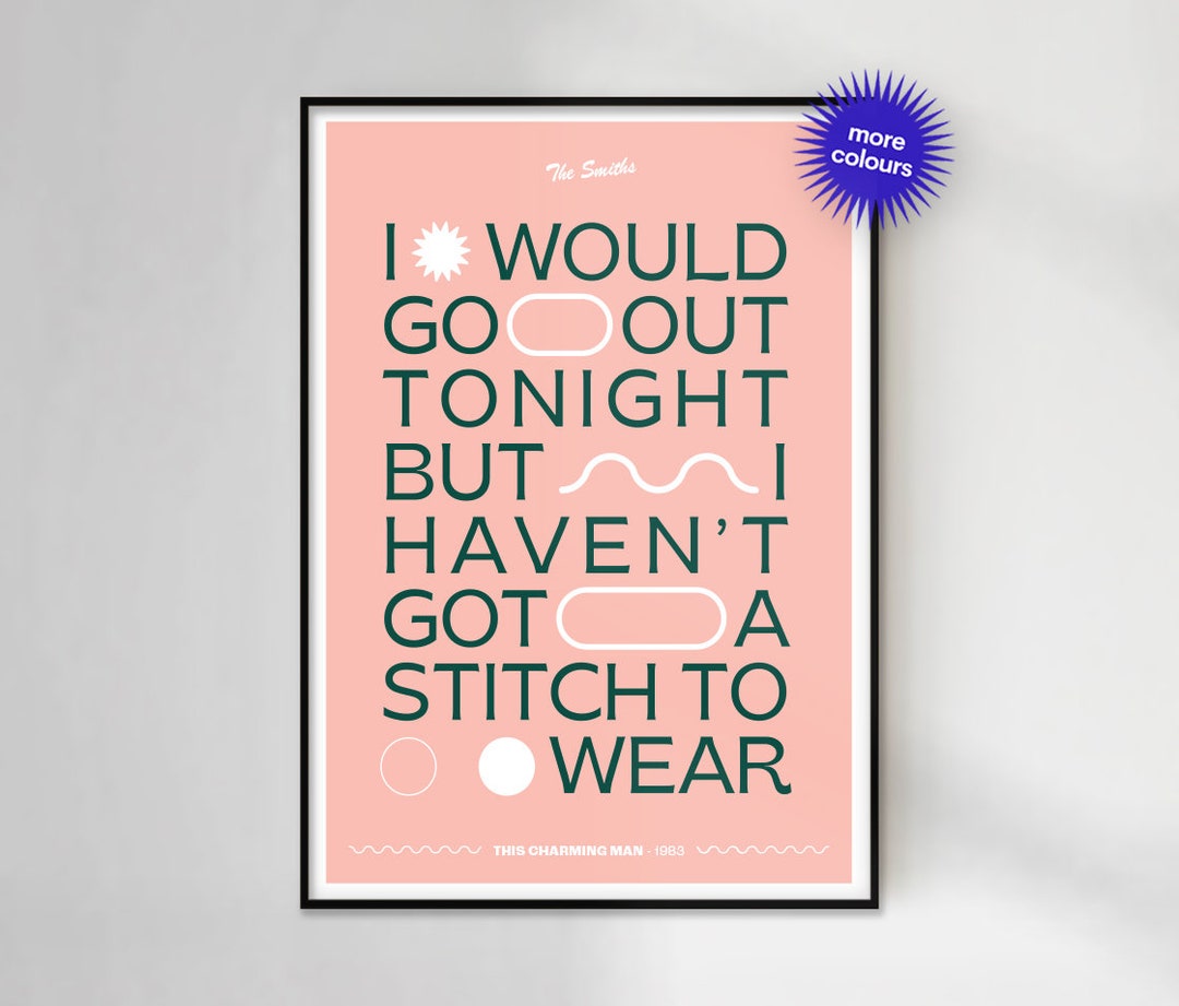 Charming Lyrics Print 80s 90s Indie Music Print - A5-A4-A3-A2-A1 ...