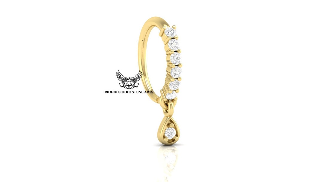 14K Yellow Gold Nose Ring, Wedding Engagement Nose Piercing, Ladies ...